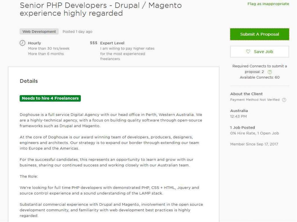 Upwork Cover Letter Sample for Web Developer